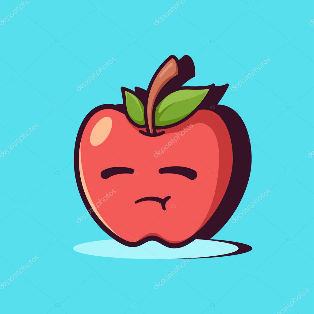 Lindo adorable dibujo animado fruta de manzana roja fresca ilustración ...
