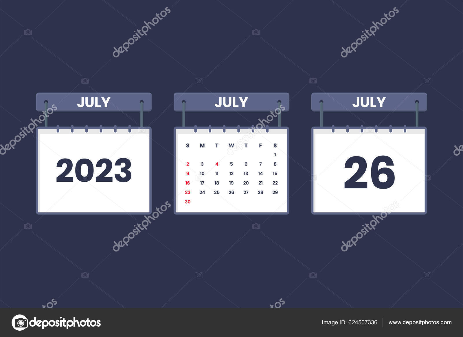 July 2023 Calendar Icon Schedule Appointment Important Date Concept ...