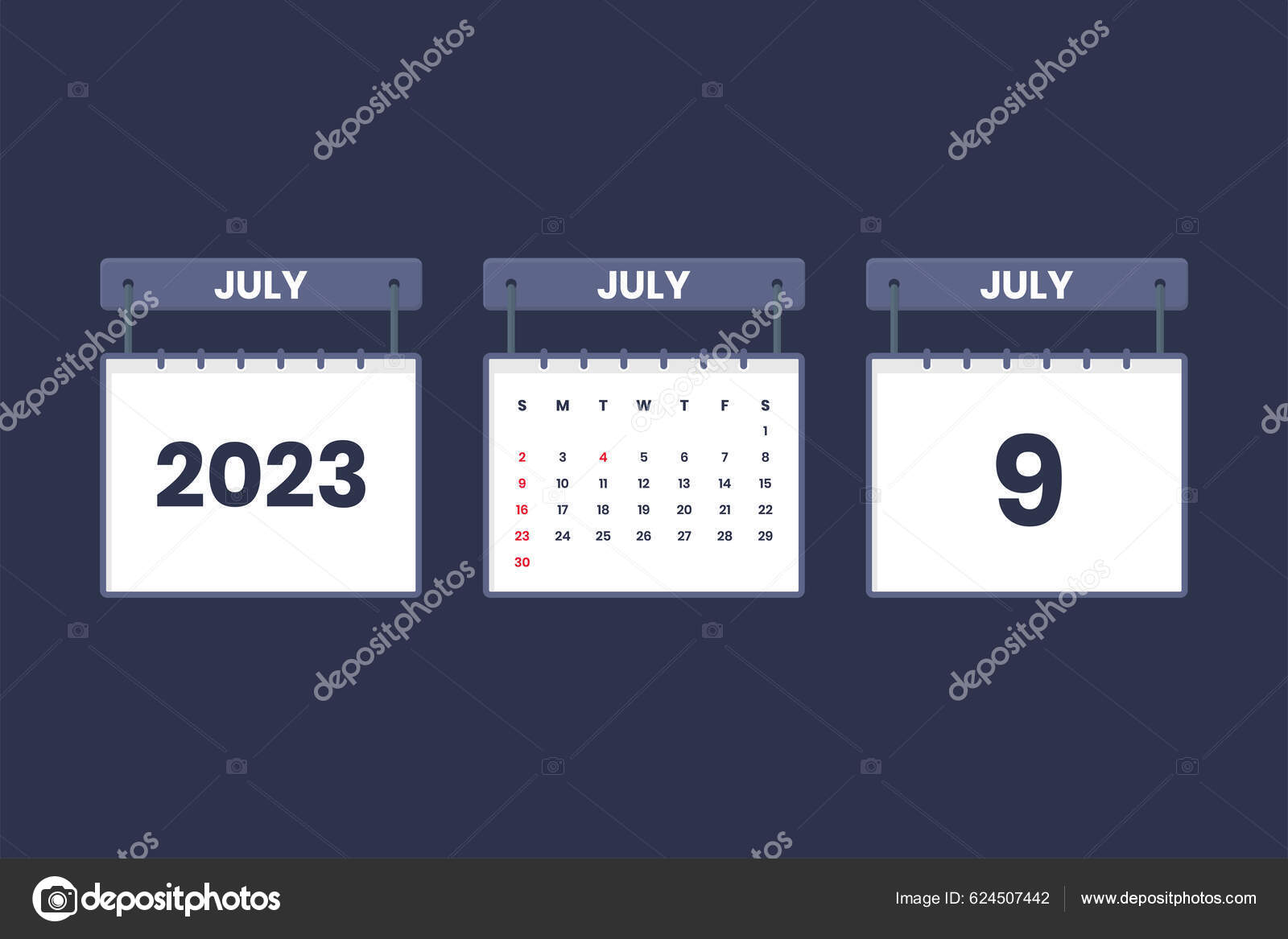 July 2023 Calendar Icon Schedule Appointment Important Date Concept ...