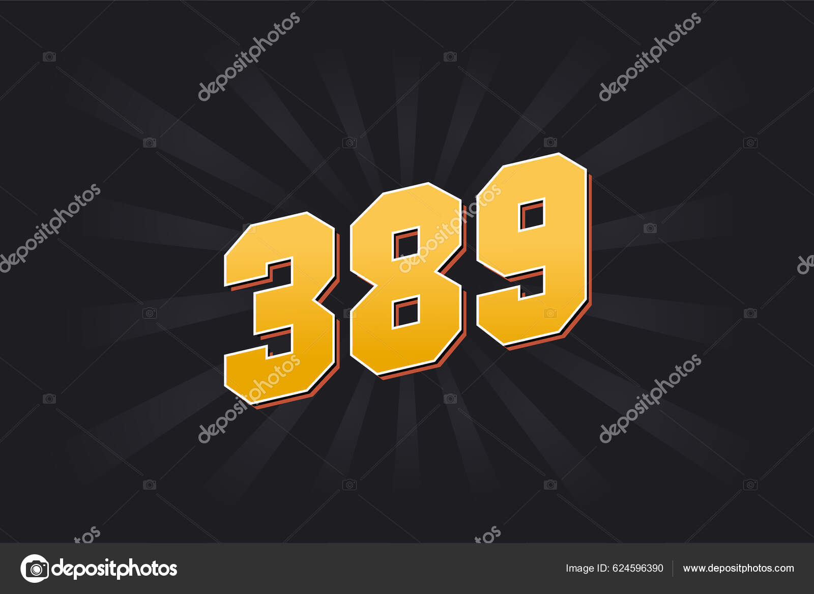 Number 389 Vector Font Alphabet Yellow 389 Number Black Background ...