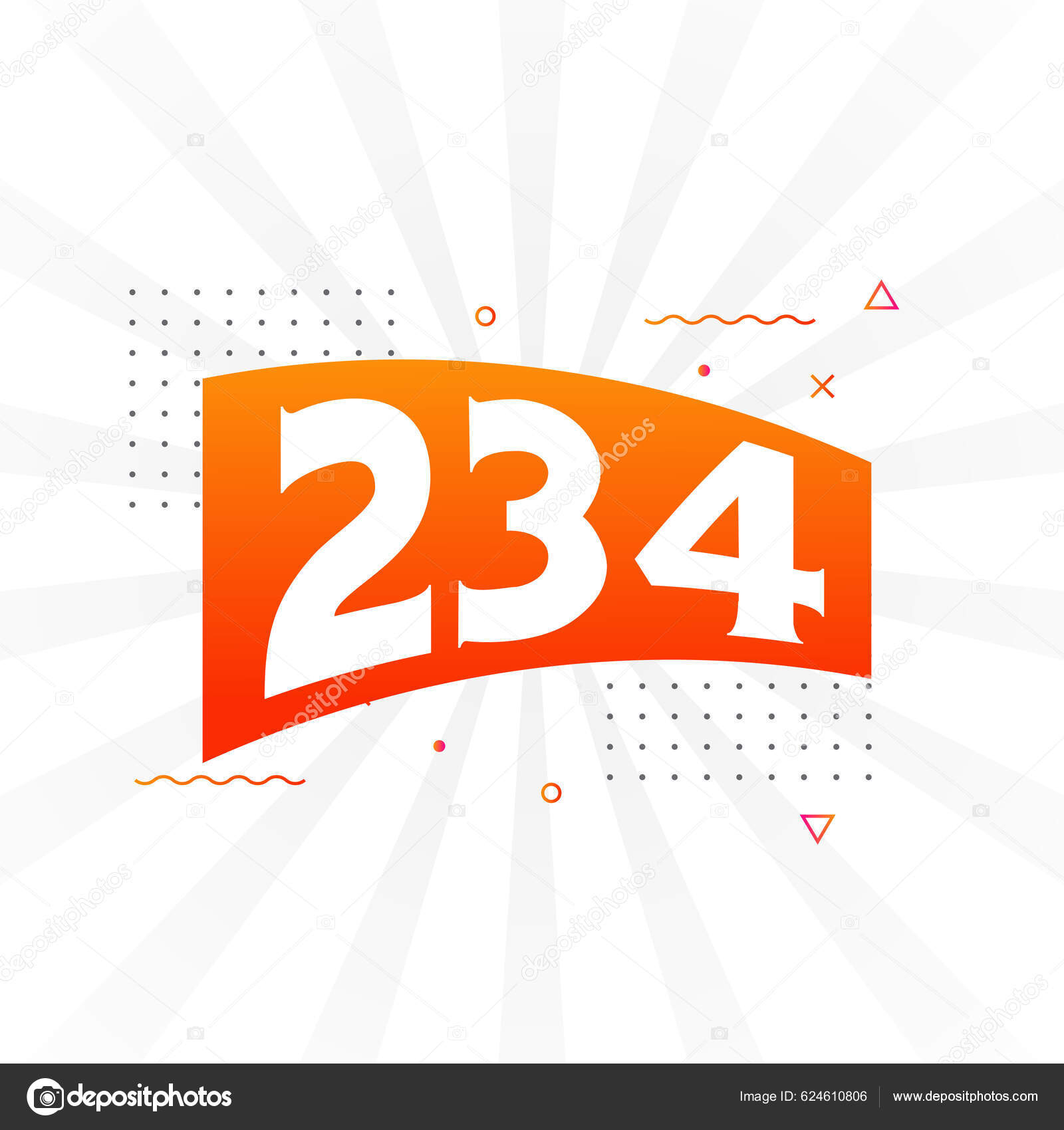 234 Number Vector Font Alphabet Número 234 Com Elemento Decorativo ...
