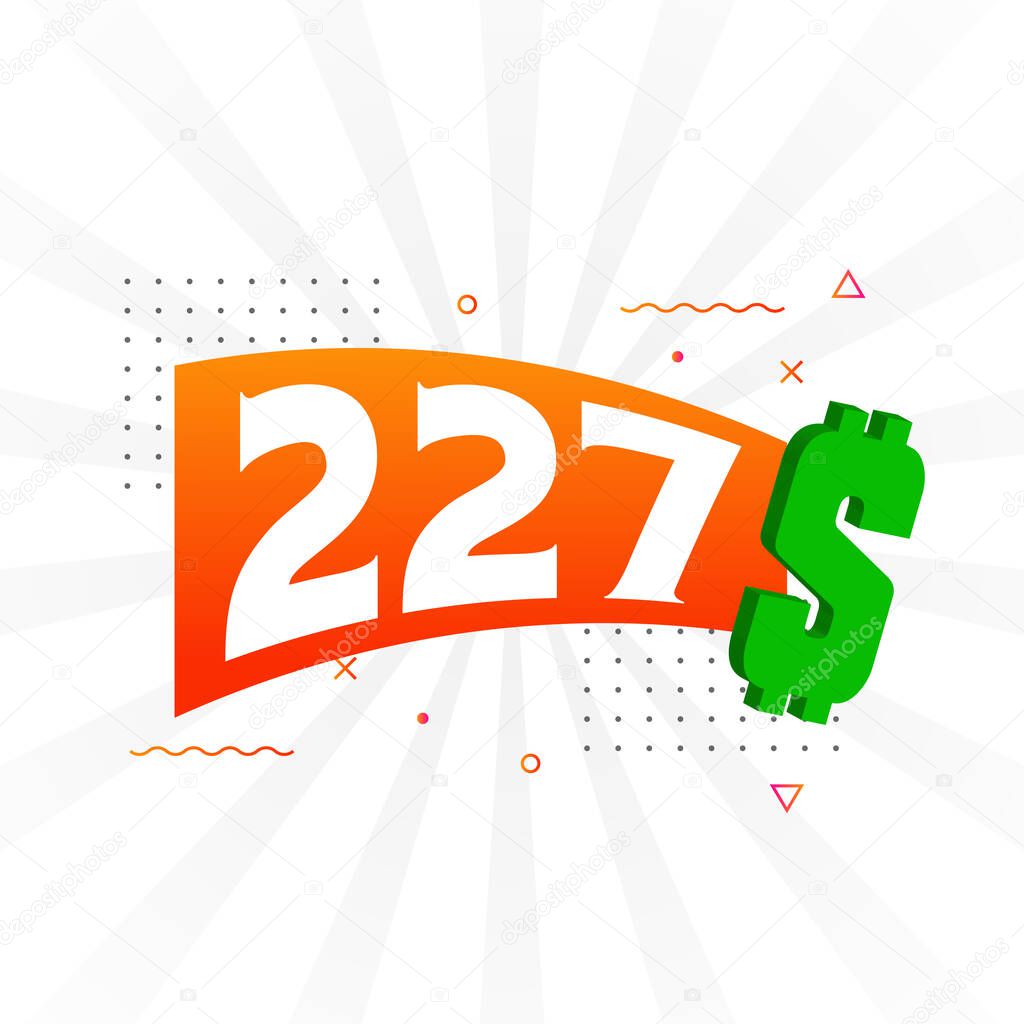 227 Dólar símbolo de texto vector de moneda. 227 USD Dólar de los ...