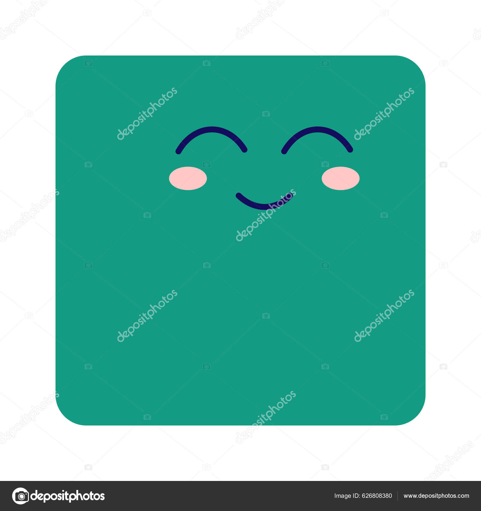 Linda Caricatura Cuadrada Forma Geométrica Icono Plano Ilustración ...