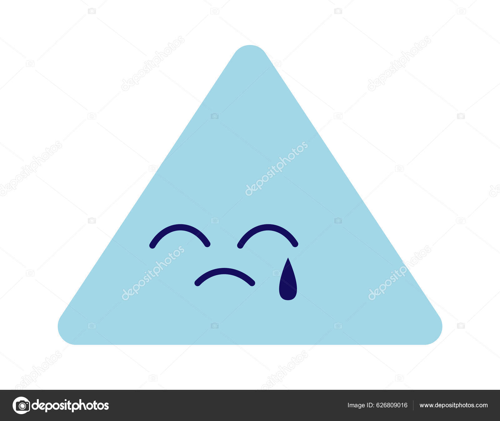 Sad Cartoon Triangle Flat Icon Abstract Geometric Shapes Vector ...