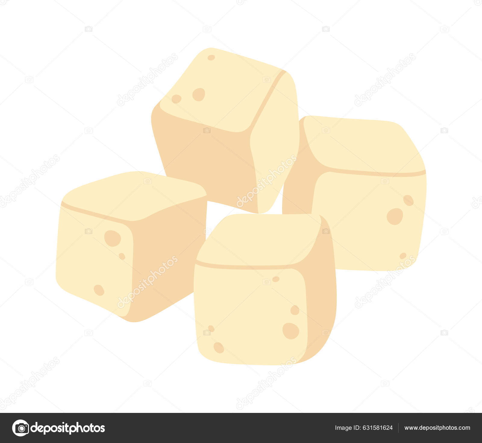 Tofu Flat Icon Vegetarian Soy Food Supplements Vector Illustration ...