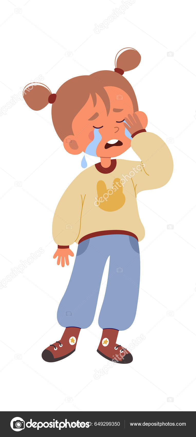 Chorando Menina Vetor Ilustração Vetor de stock de ©Lookz 649299350