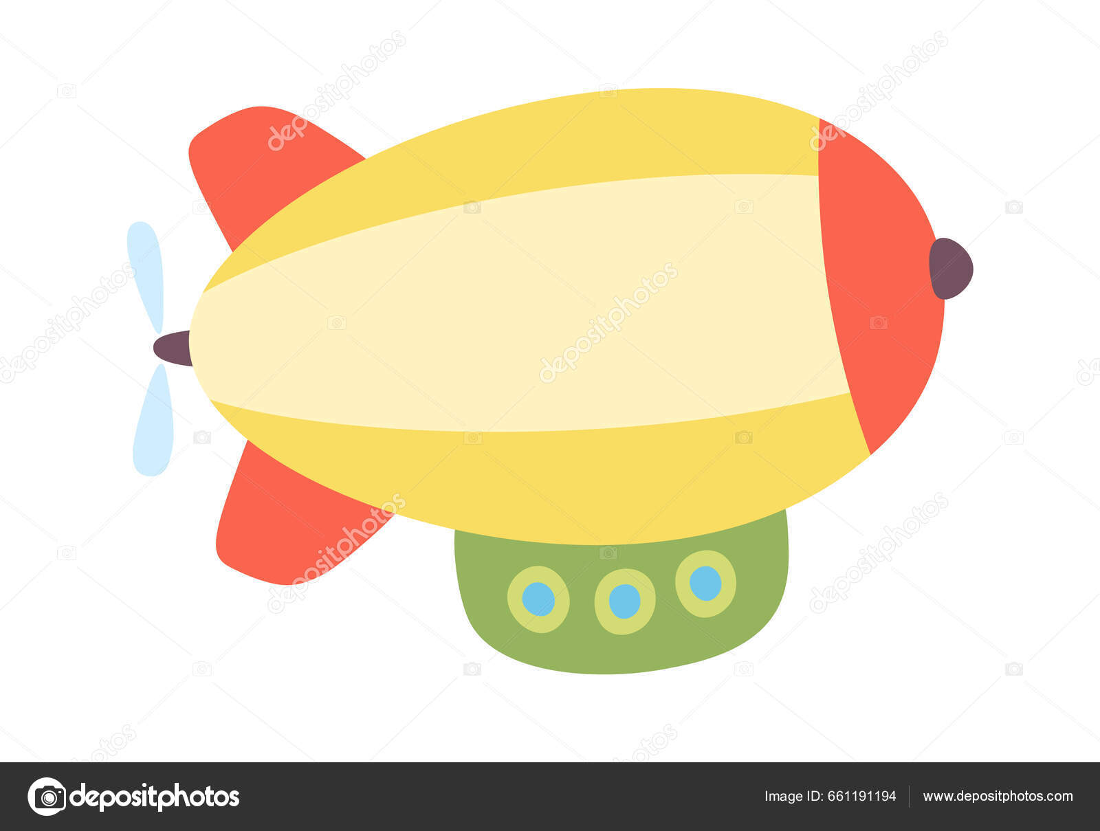 Ilustración Vectorial Del Vehículo Dirigible Dibujos Animados Vector de ...