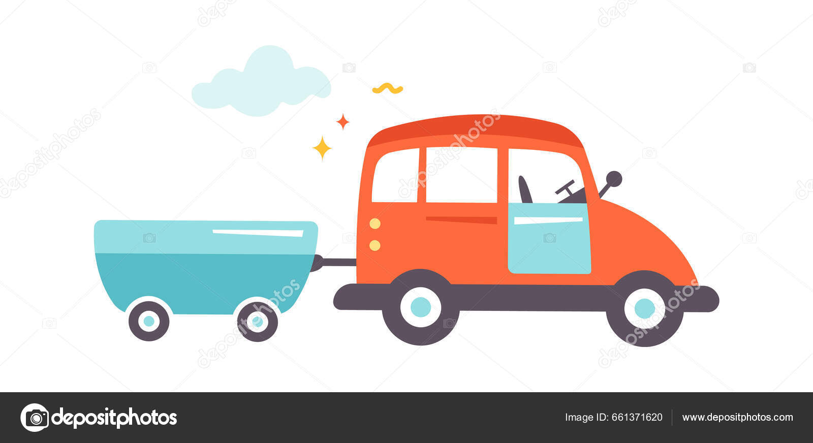 Mobil Kartun Dengan Ilustrasi Vektor Trailer Vektor Stok oleh ©Lookz ...
