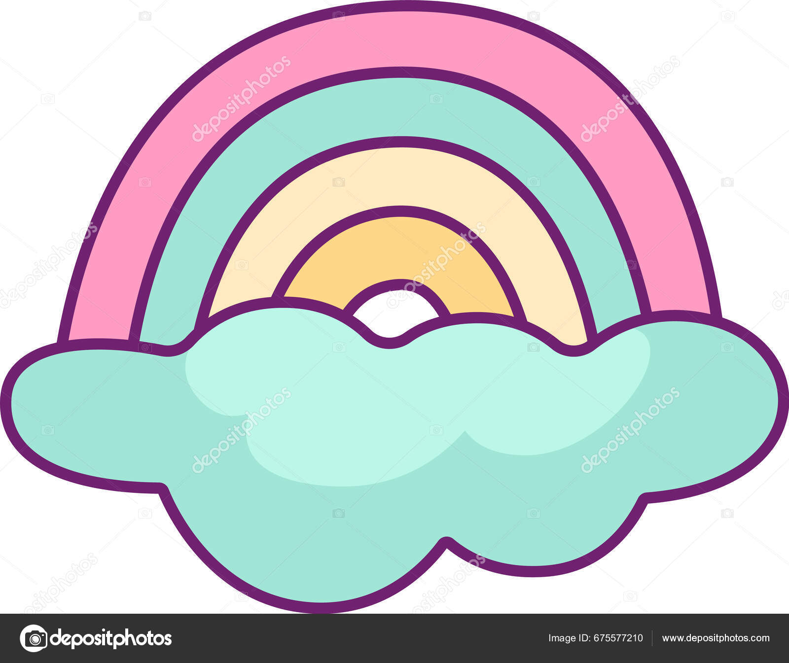 Arco Iris Con Nube Vector Ilustración Vector de stock #675577210 de ©Lookz
