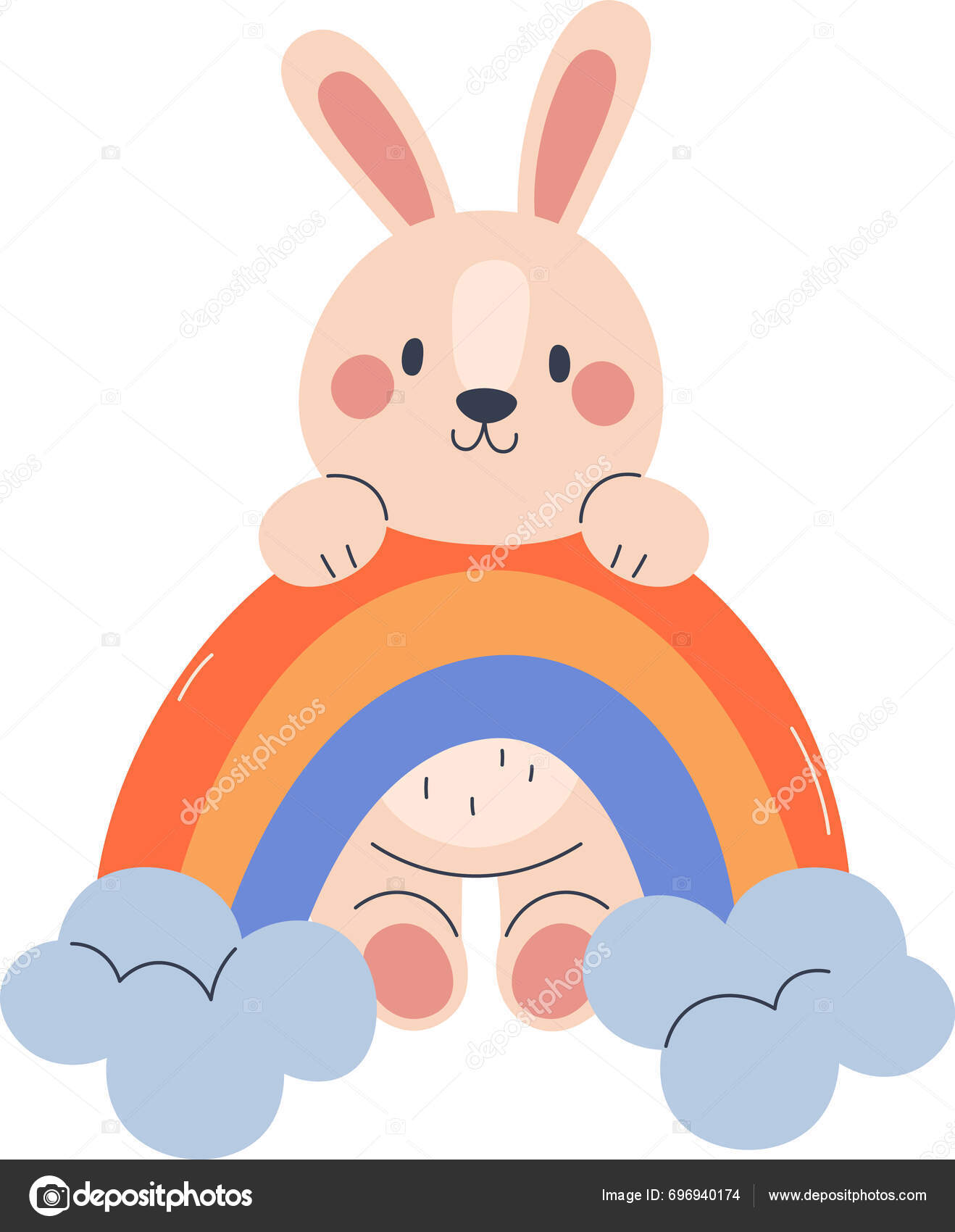 Rabbit Holding Rainbow Vector Illustration Stock Vector by ©Lookz 696940174