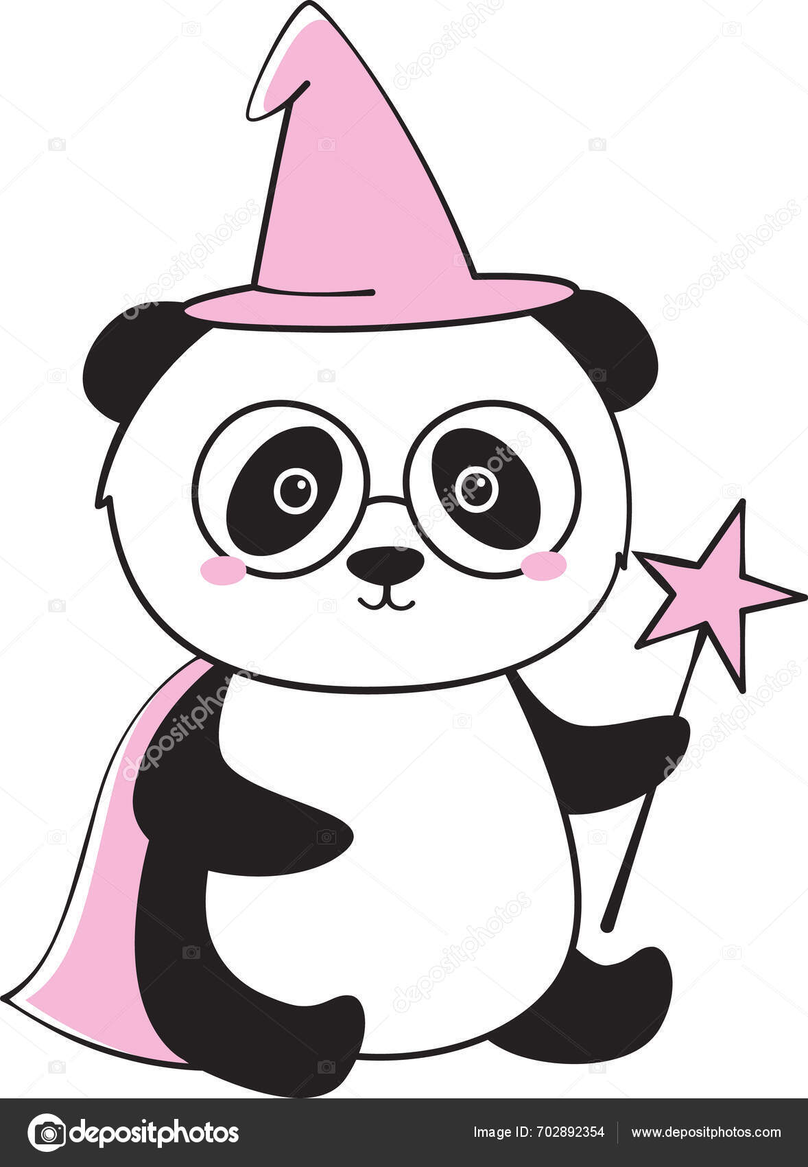 Panda Mago Doodle Vector Ilustración Vector de stock por ©Lookz 702892354