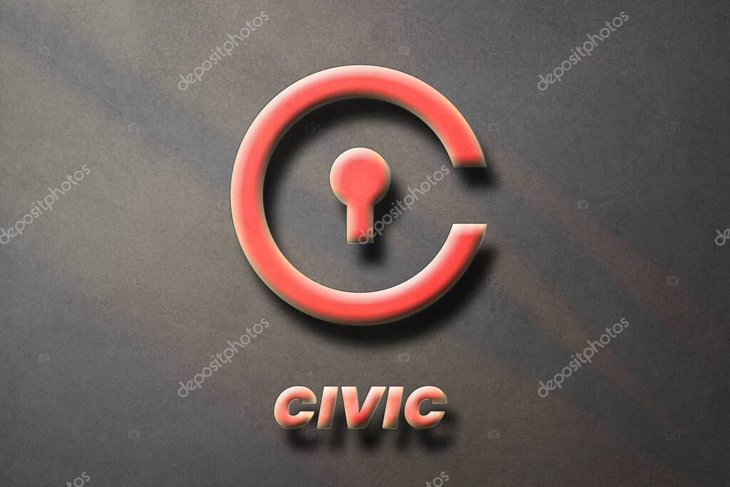 Civic CVC Cryptocurrency 3D coin logo and symbol banner background. 2023