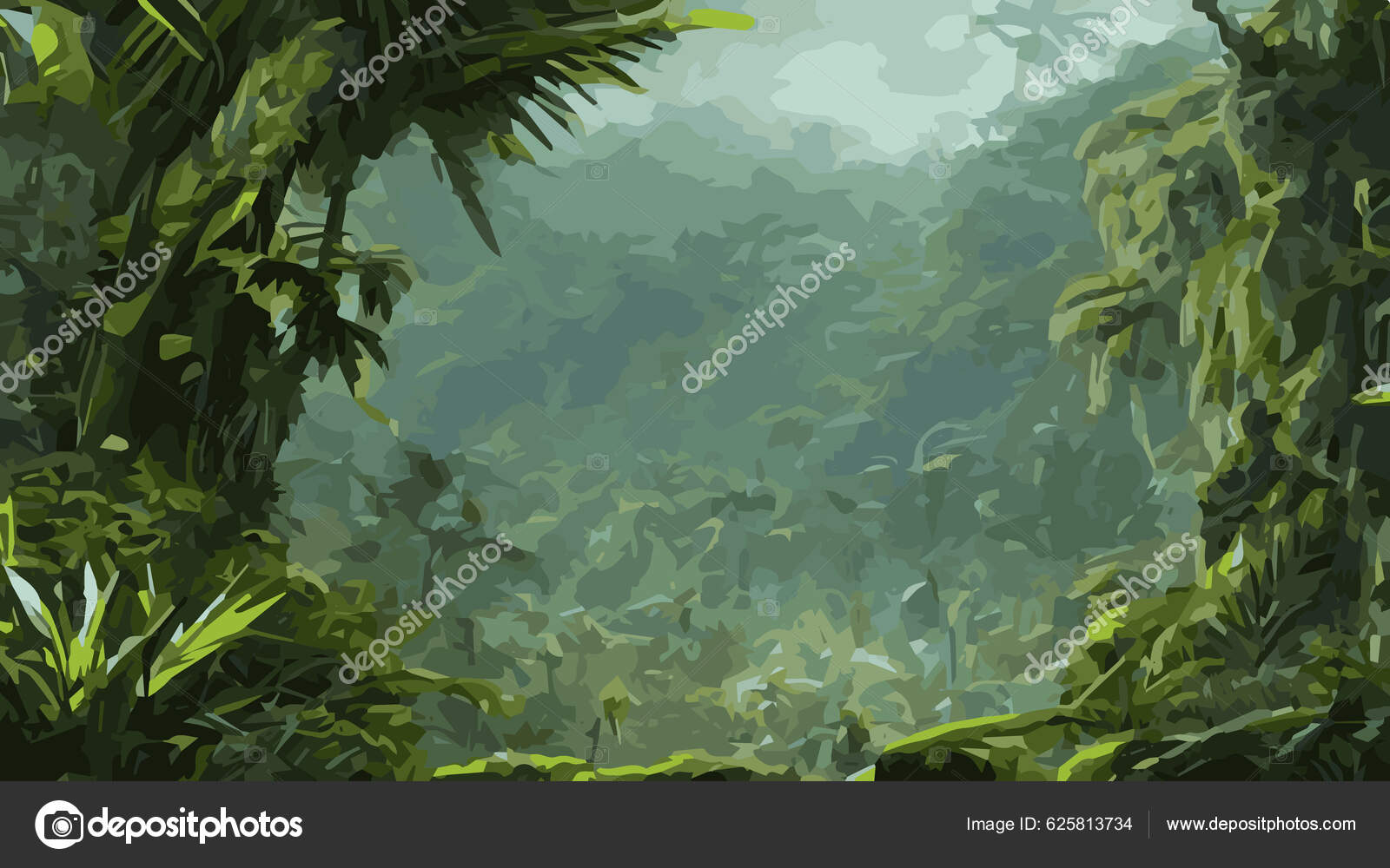 Jungle Tropical Background Jungle Landscape Background Illustration ...