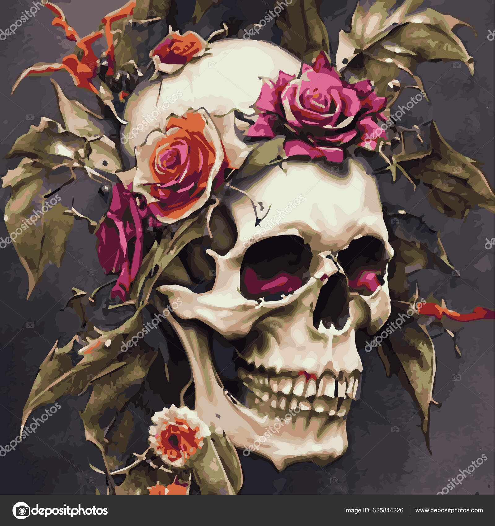 Skulls And Flowers Painting