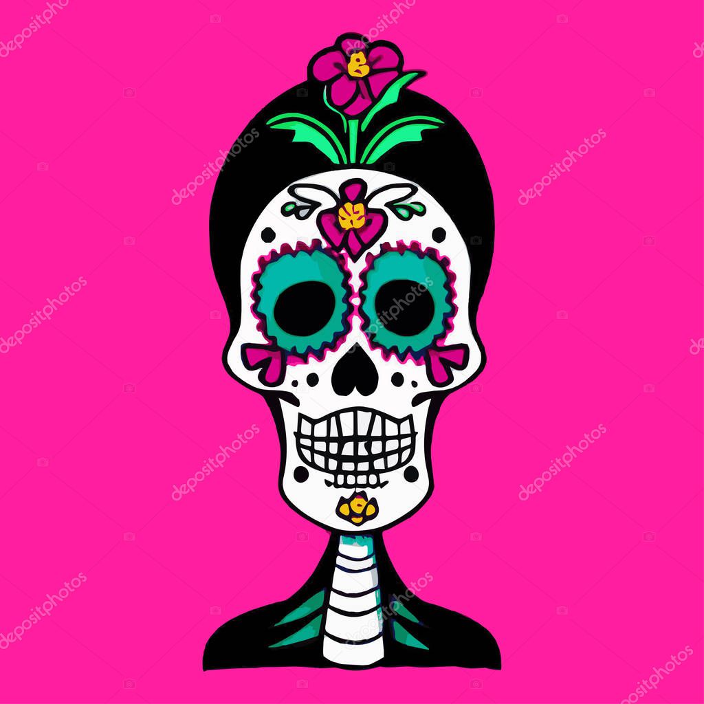 Calavera humana con una variedad de dibujado en estilo de tatuaje ...