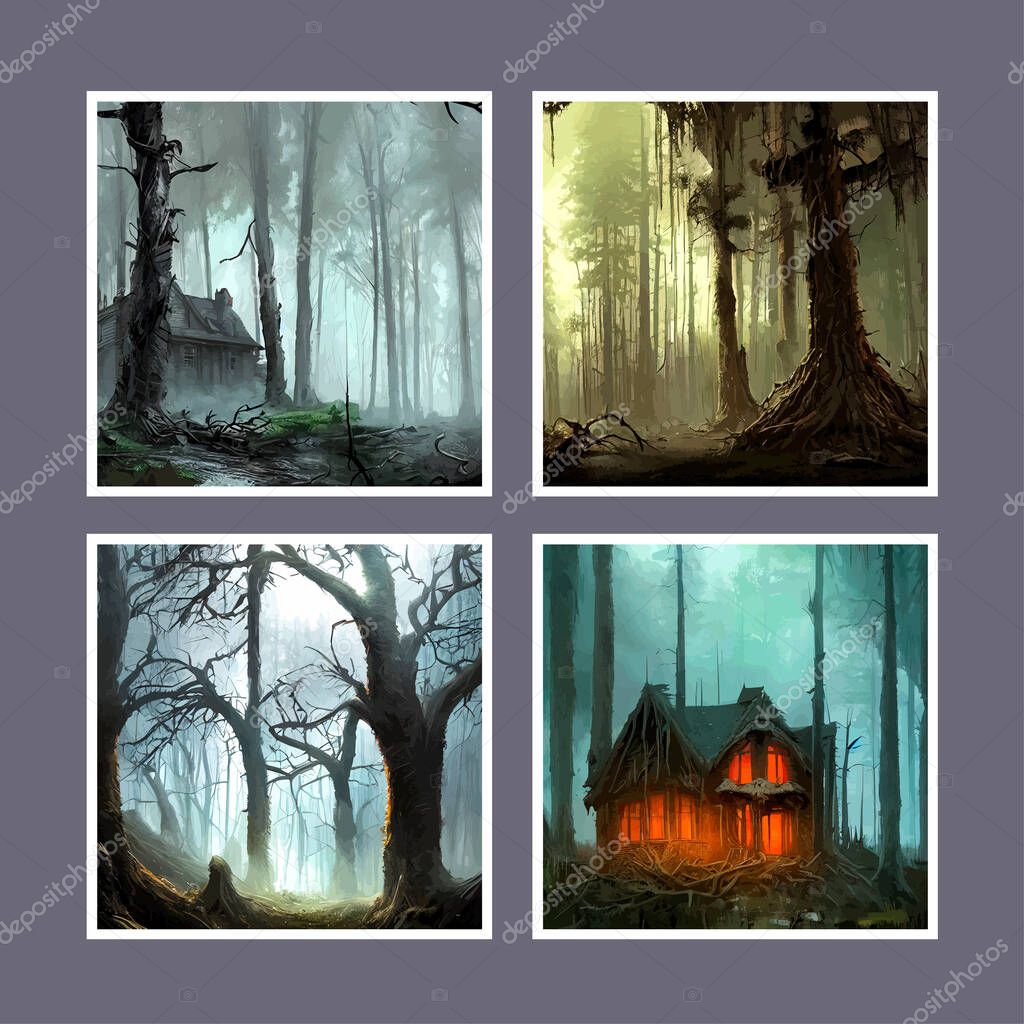 Vieja casa embrujada malvada oscura frenética de madera con espíritus ...