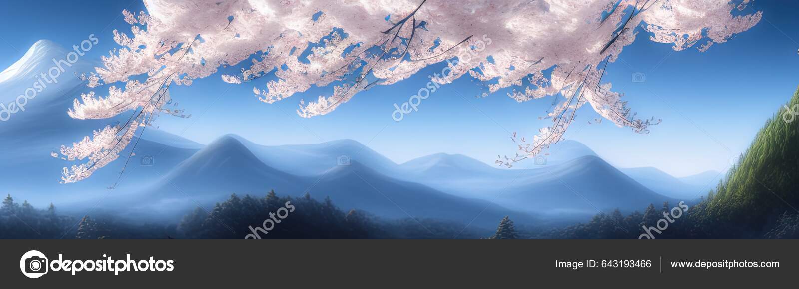 Spring Background Cartoon Style Pink Purple Sakura Cherry Magnolia ...