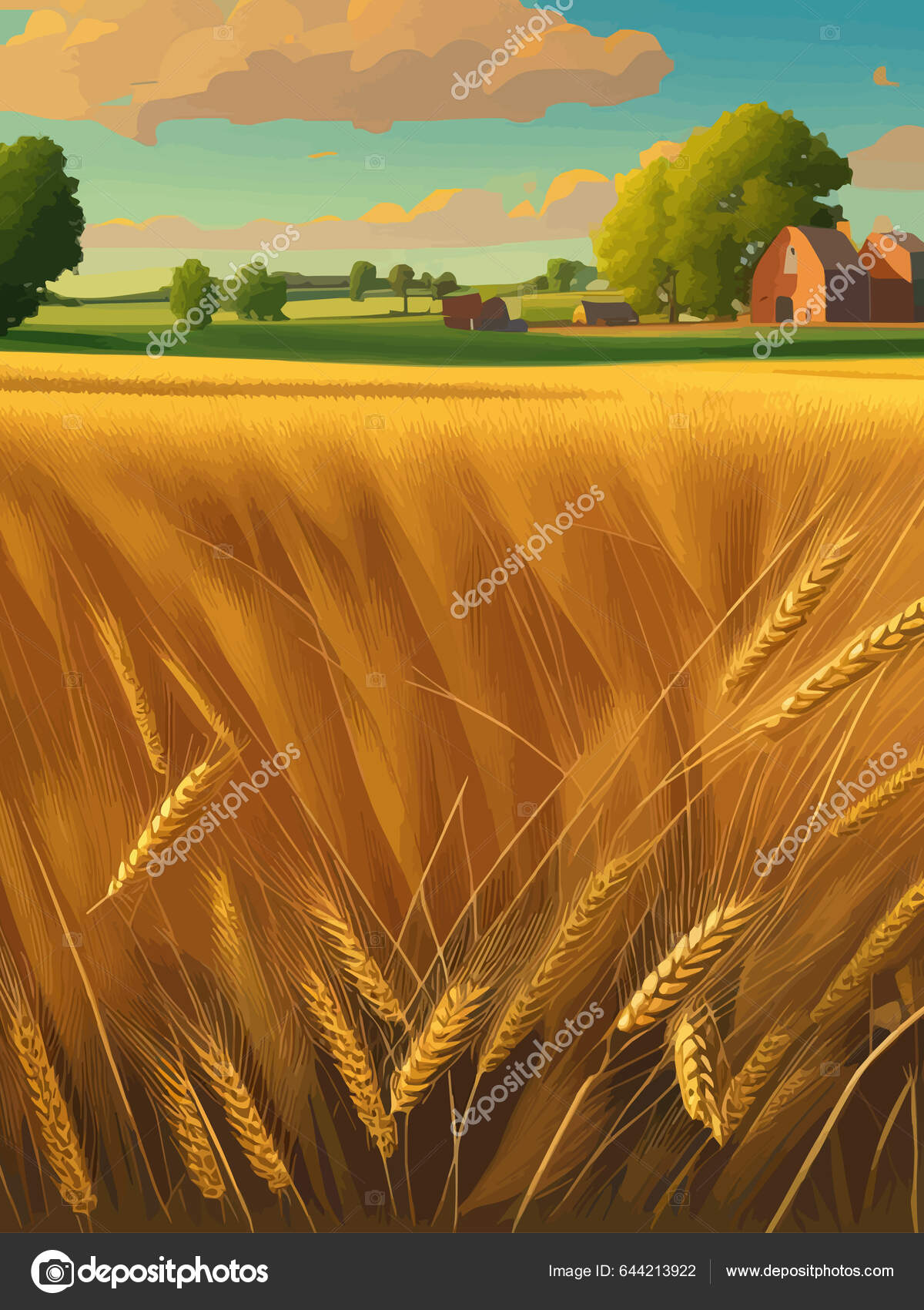 Wheat Field Sunset Vertical