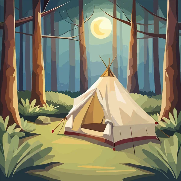 Tourist Summer Camping Vector Illustration Tents Camping Clearing Forest Flat Stock Vector by ...