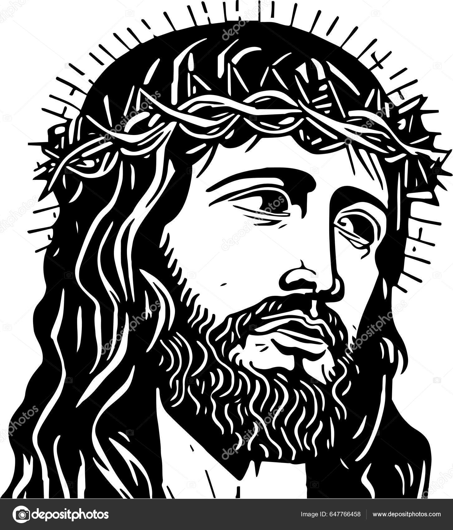 Jesus Wreath Vector Illustration Head Jesus Christ Wearing Crown Thorns ...