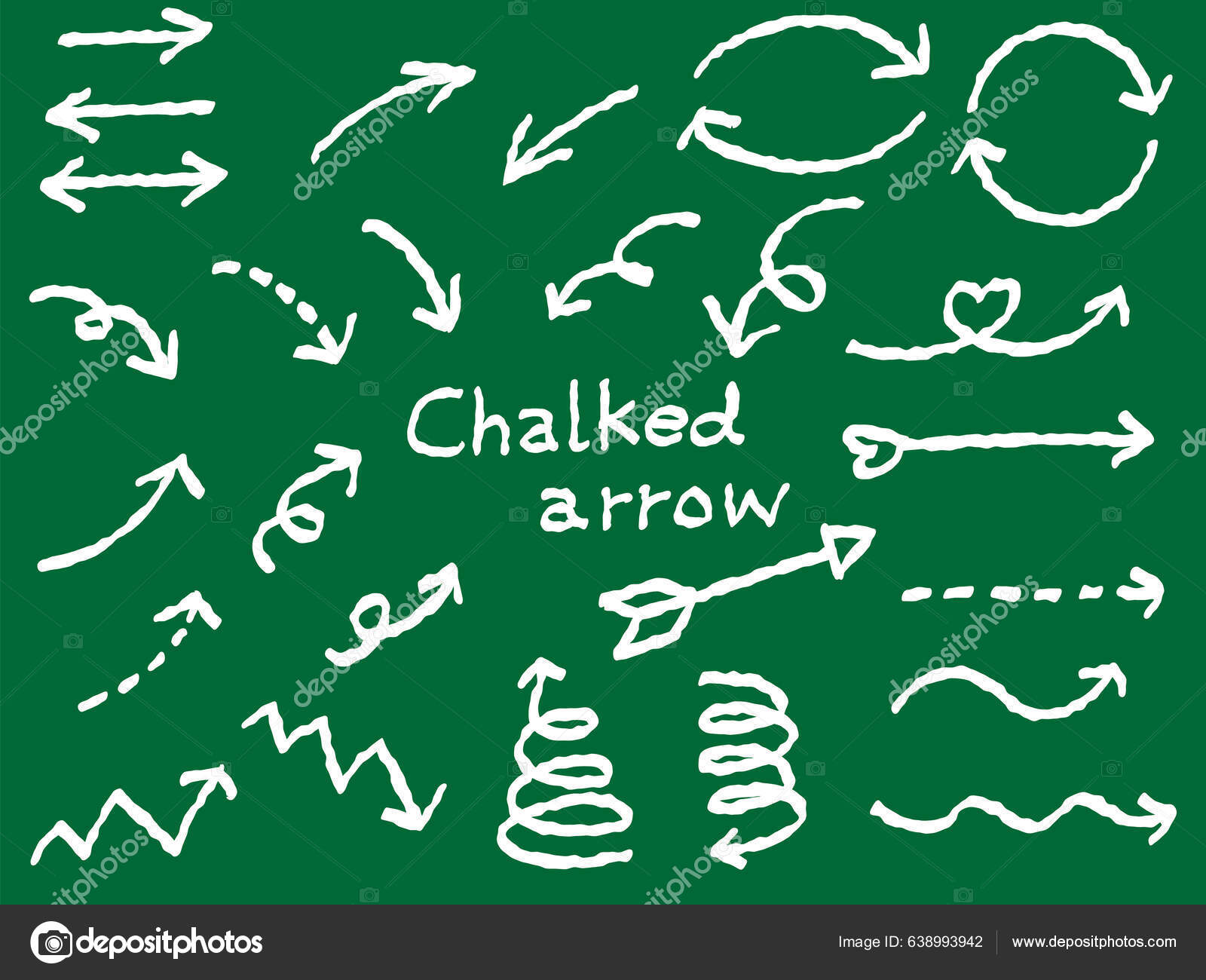 Handwritten Arrow Set Drawn Chalk Arrows Form Arrows Half Circles Stock ...