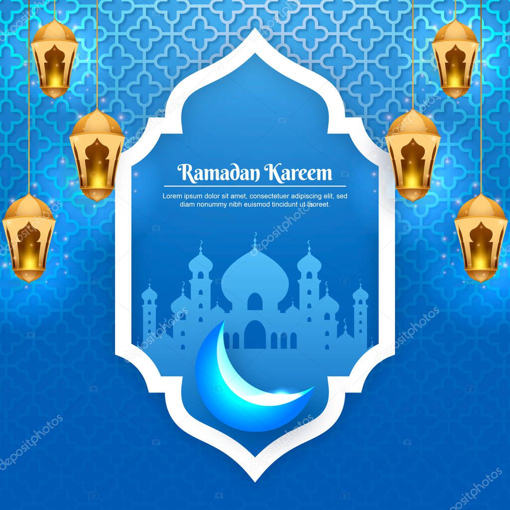 Islamic Holy Month of Ramadan Mubarak vector design with Ramadan moon ...