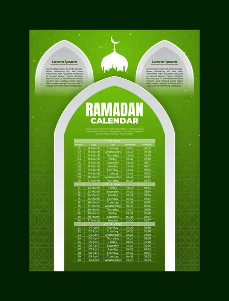 Ramadan Iftar Sehri Time Calendar Stock Vector by ©hanif247 700294208