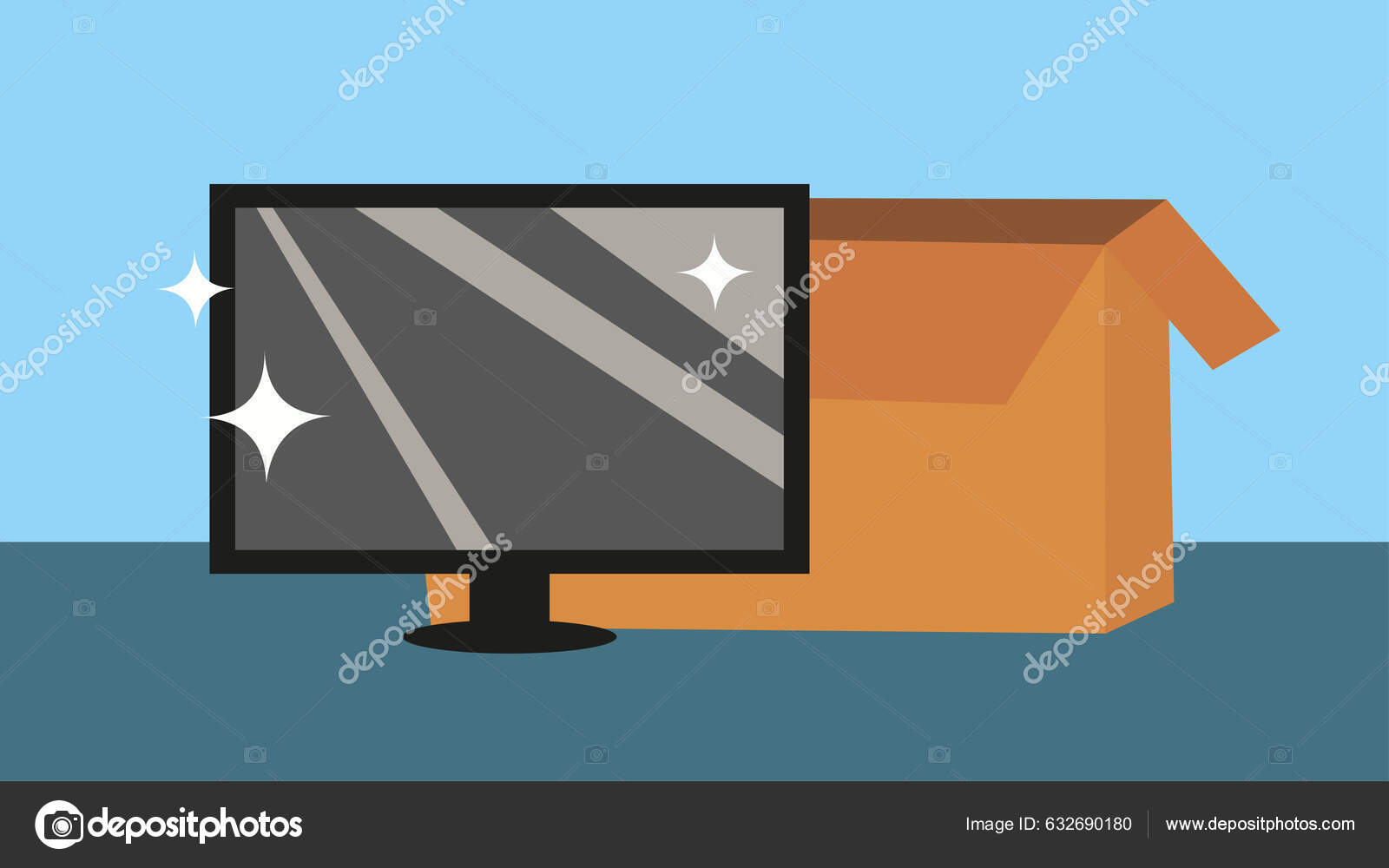 Computer Monitor Box Flag World Vector Illustration 스톡 벡터 ...