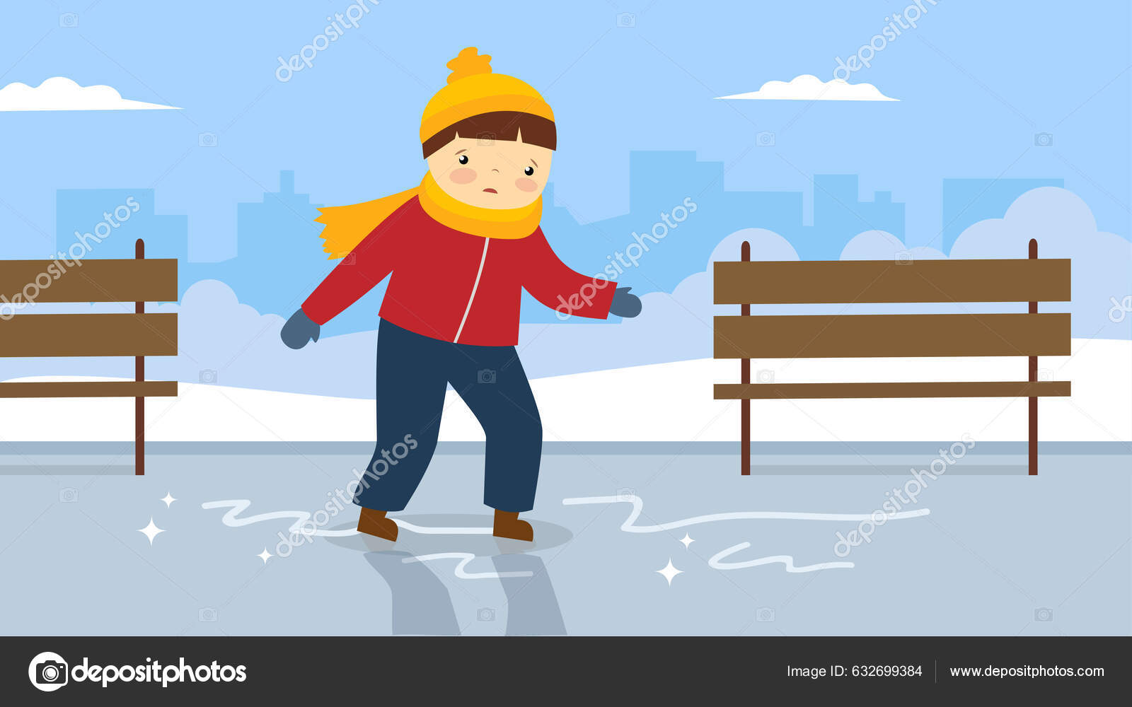 Little Sad Boy Winter Vector Illustration Simple Design Stock Vector by ...