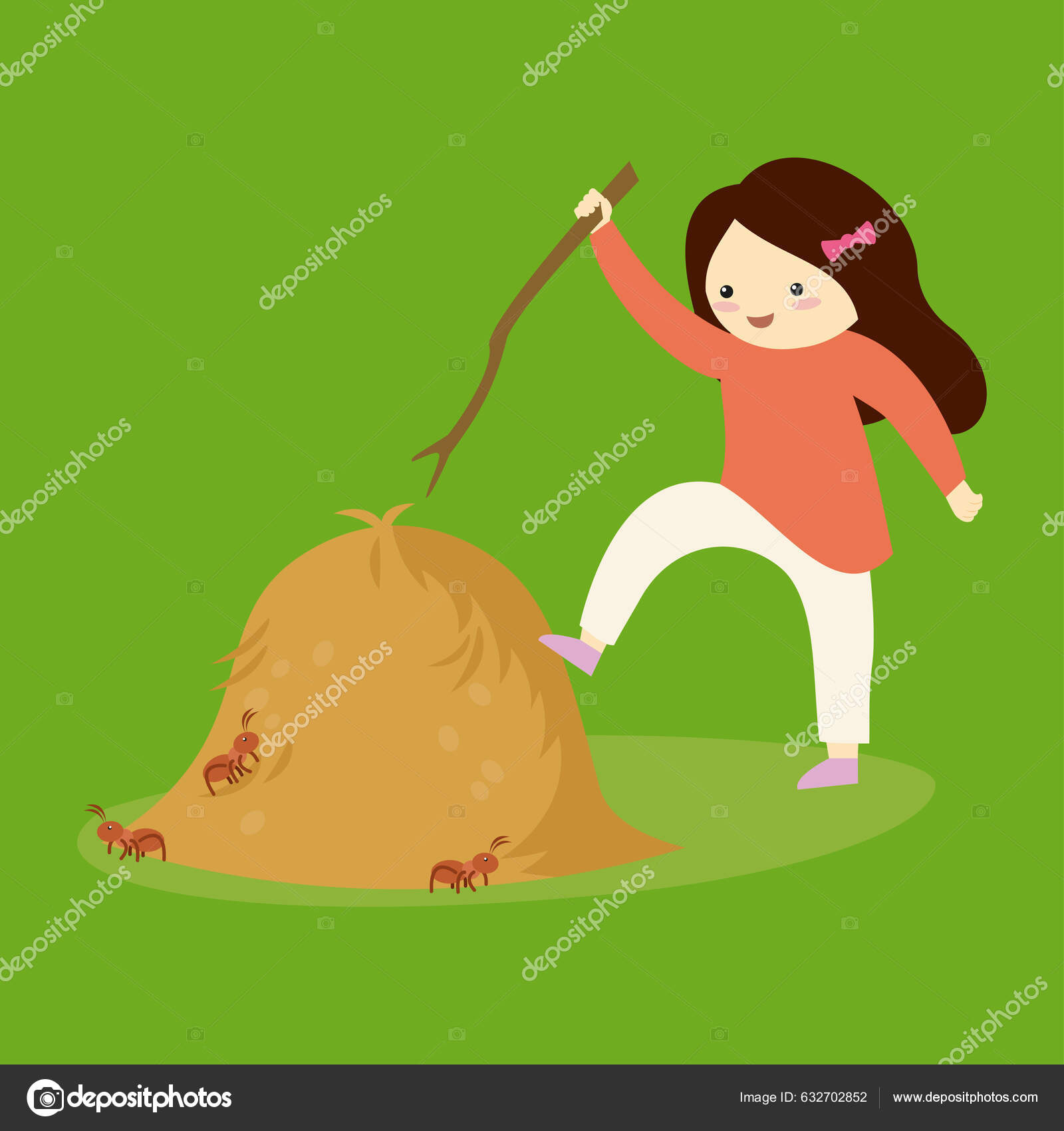 Cute Little Girl Ants Vector Illustration Vector de stock #632702852 de ...