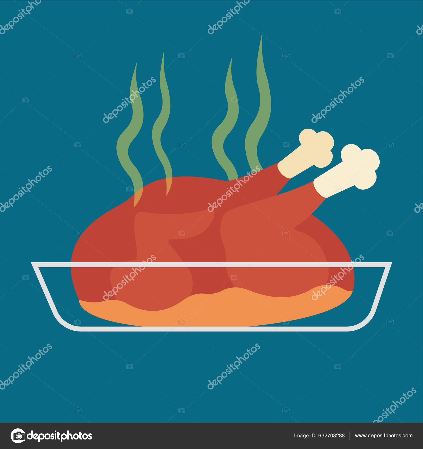 Ilustración Vectorial Pollo Frito Vector de stock #632703288 de ...