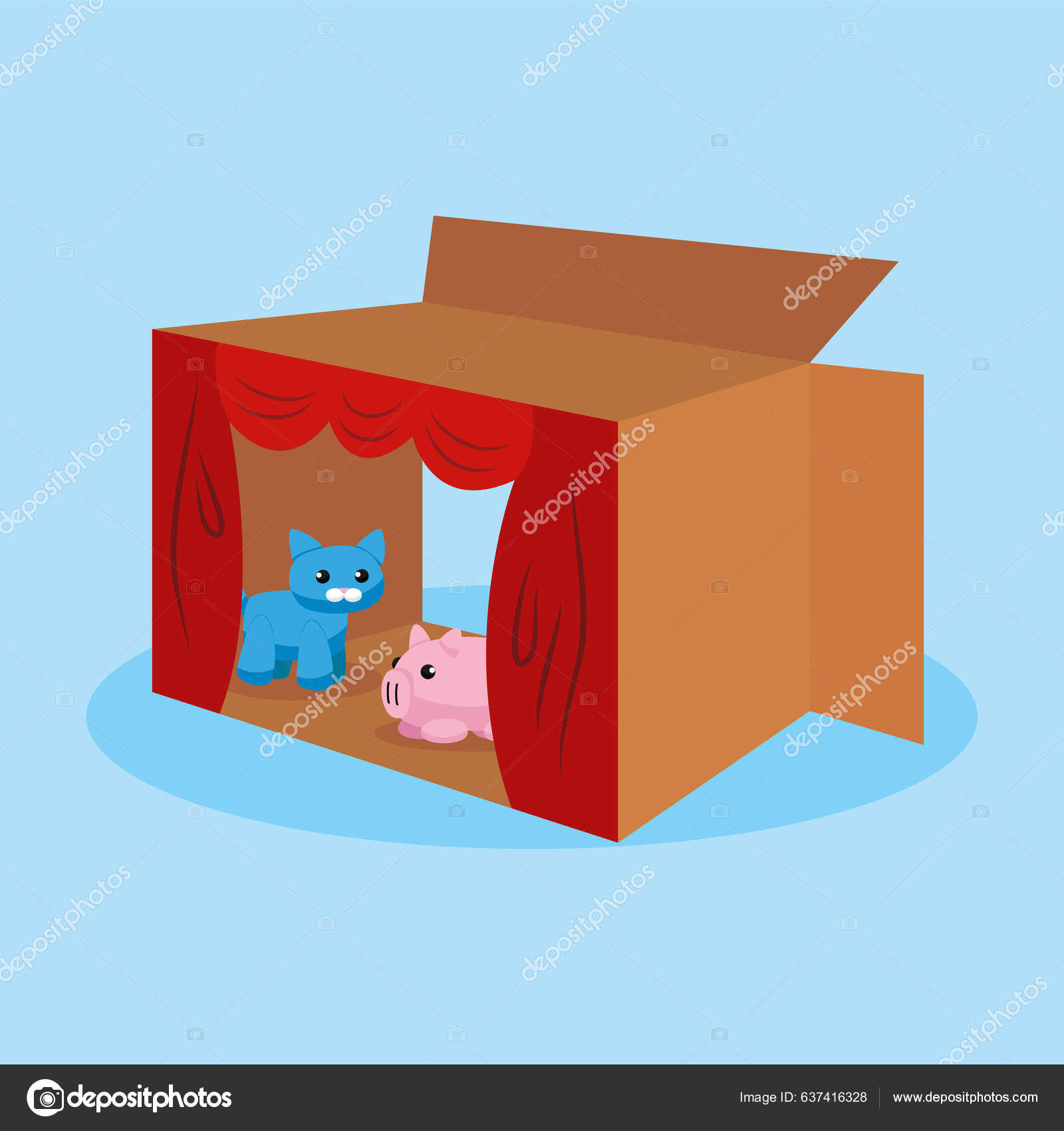 Toy Scene Box Cat Pig Stock Vector by ©VolodymyrVoronov 637416328