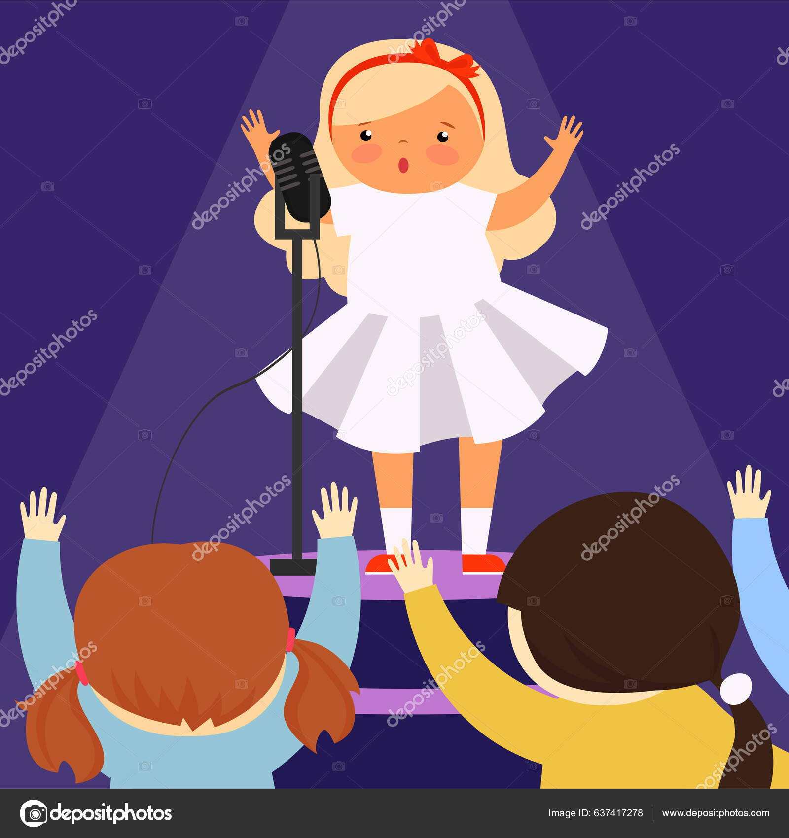 Cute Little Girl Microphone Stock Vector by ©VolodymyrVoronov 637417278