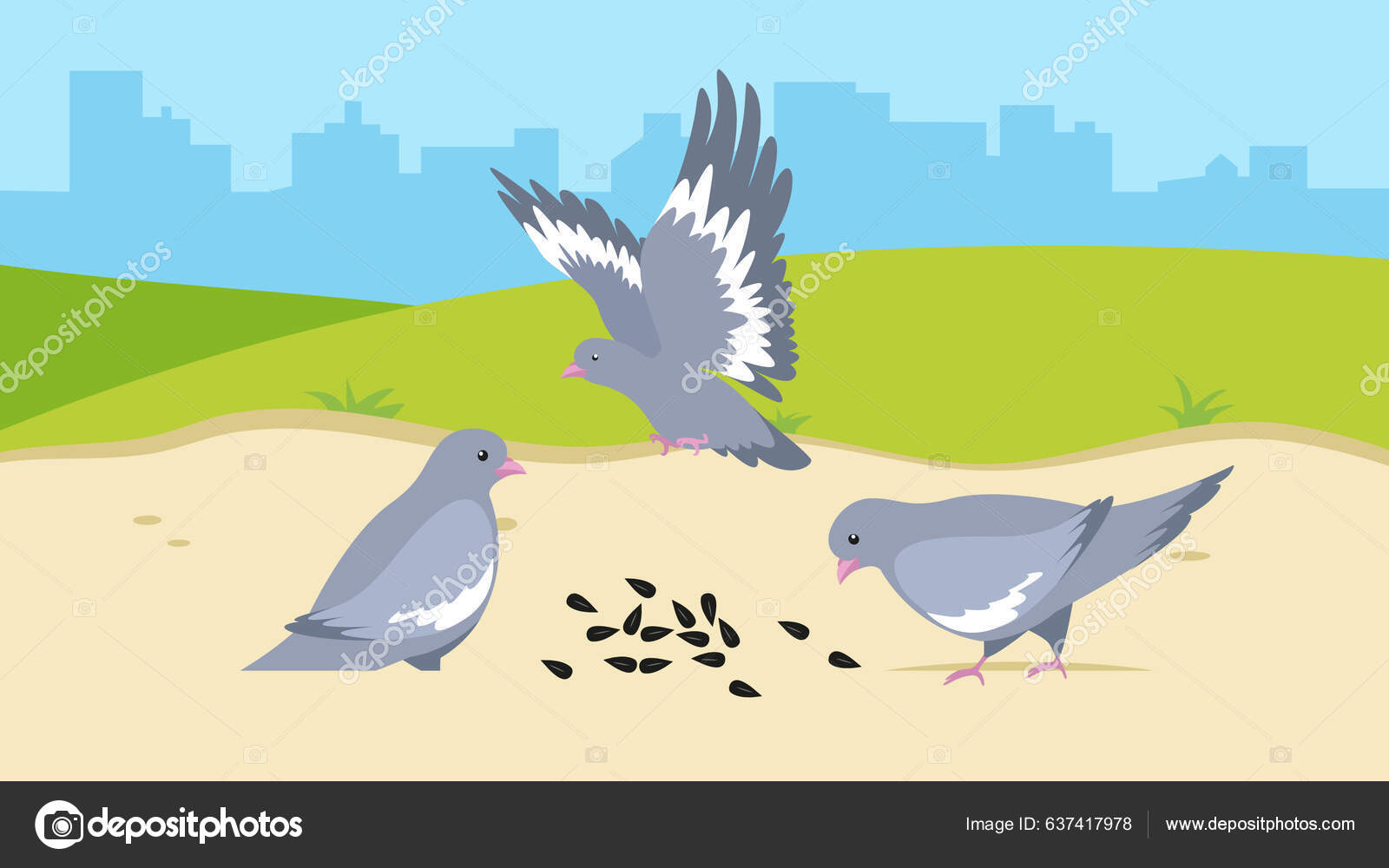 Birds Cartoon Nature Scene Stock Vector by ©VolodymyrVoronov 637417978