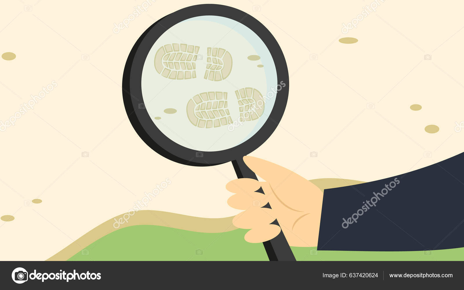 Magnifying Glass Footprints Vector Illustration Vecteur par ...
