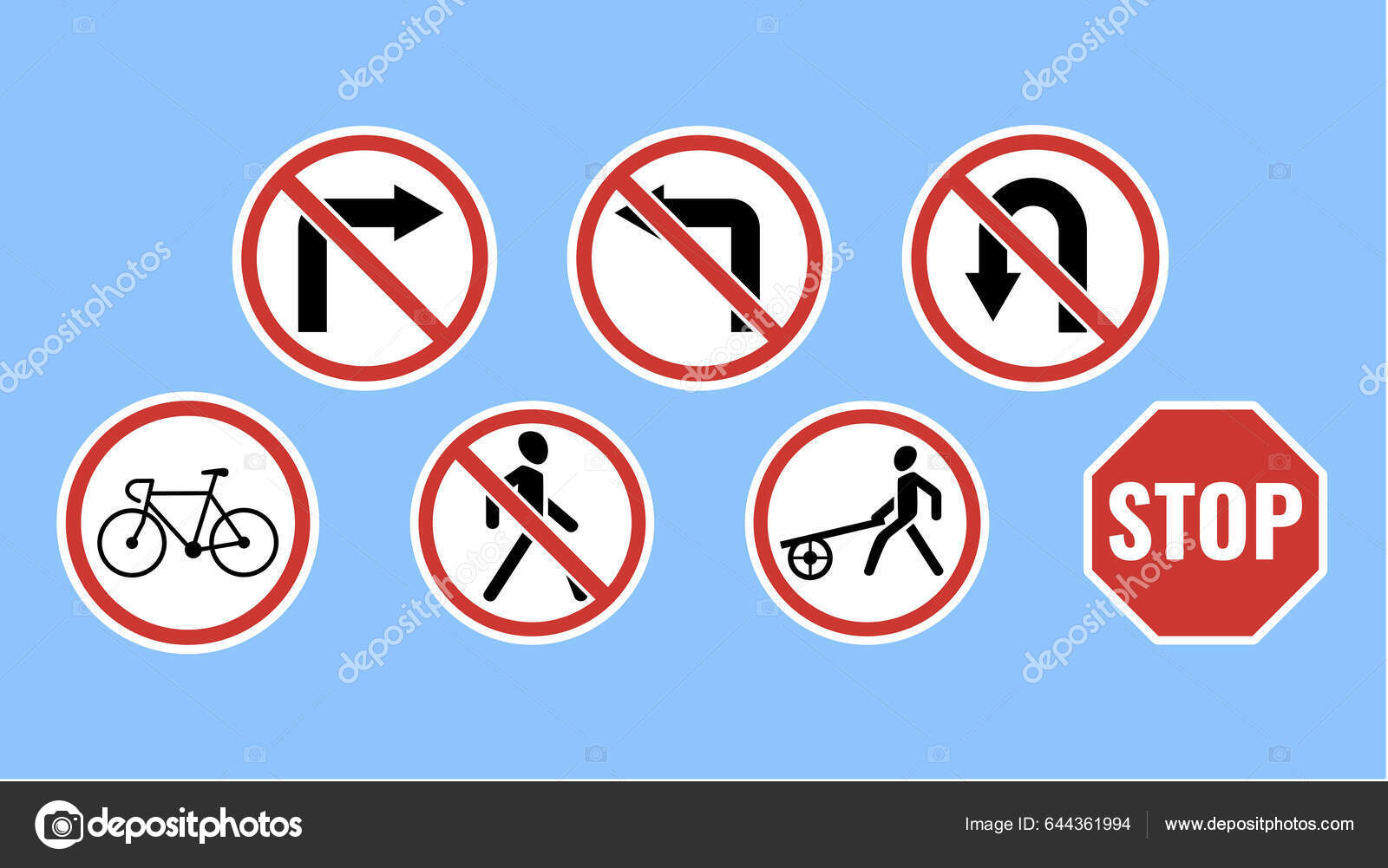 Traffic Signs Set Road Prohibition Signs Vector Illustration Stock ...