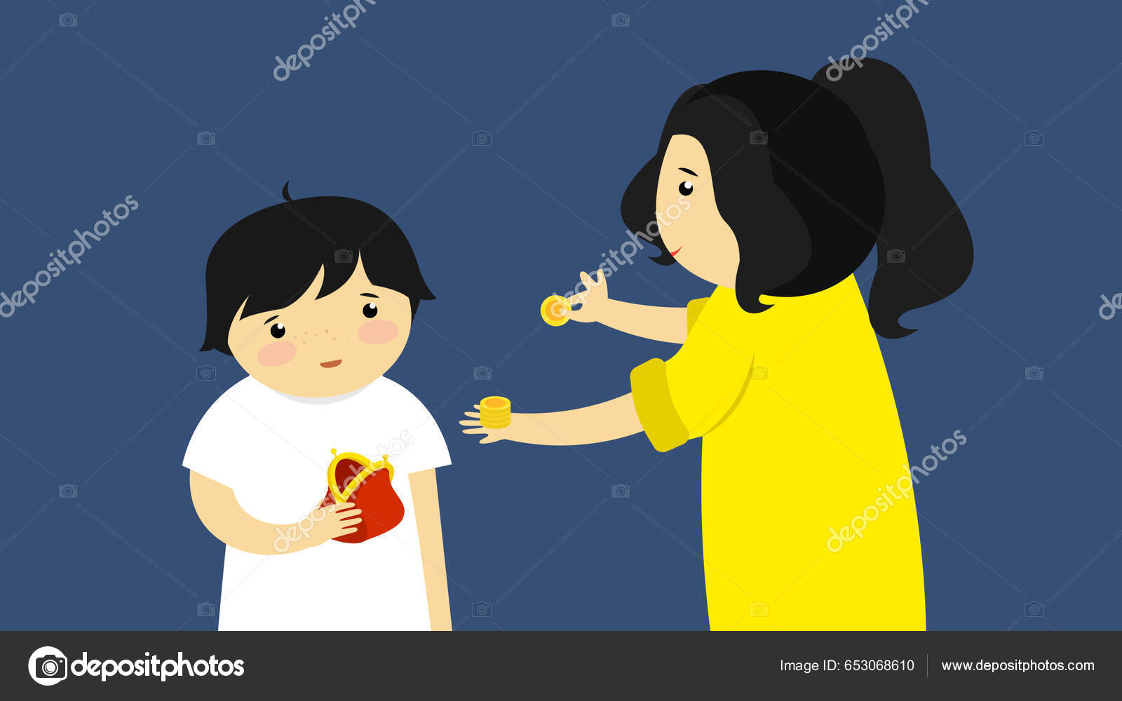 Vector Illustration Mother Giving Money Son Stock Vector by ...
