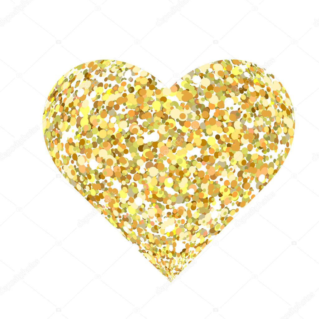 Signo de coraz n de brillo dorado brilla aislado sobre fondo blanco. S ...