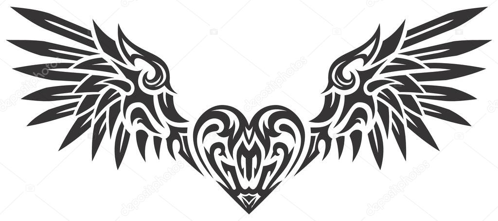 Corazón alado tatuaje tribal para el arte del tatuaje, estilo artístico ...