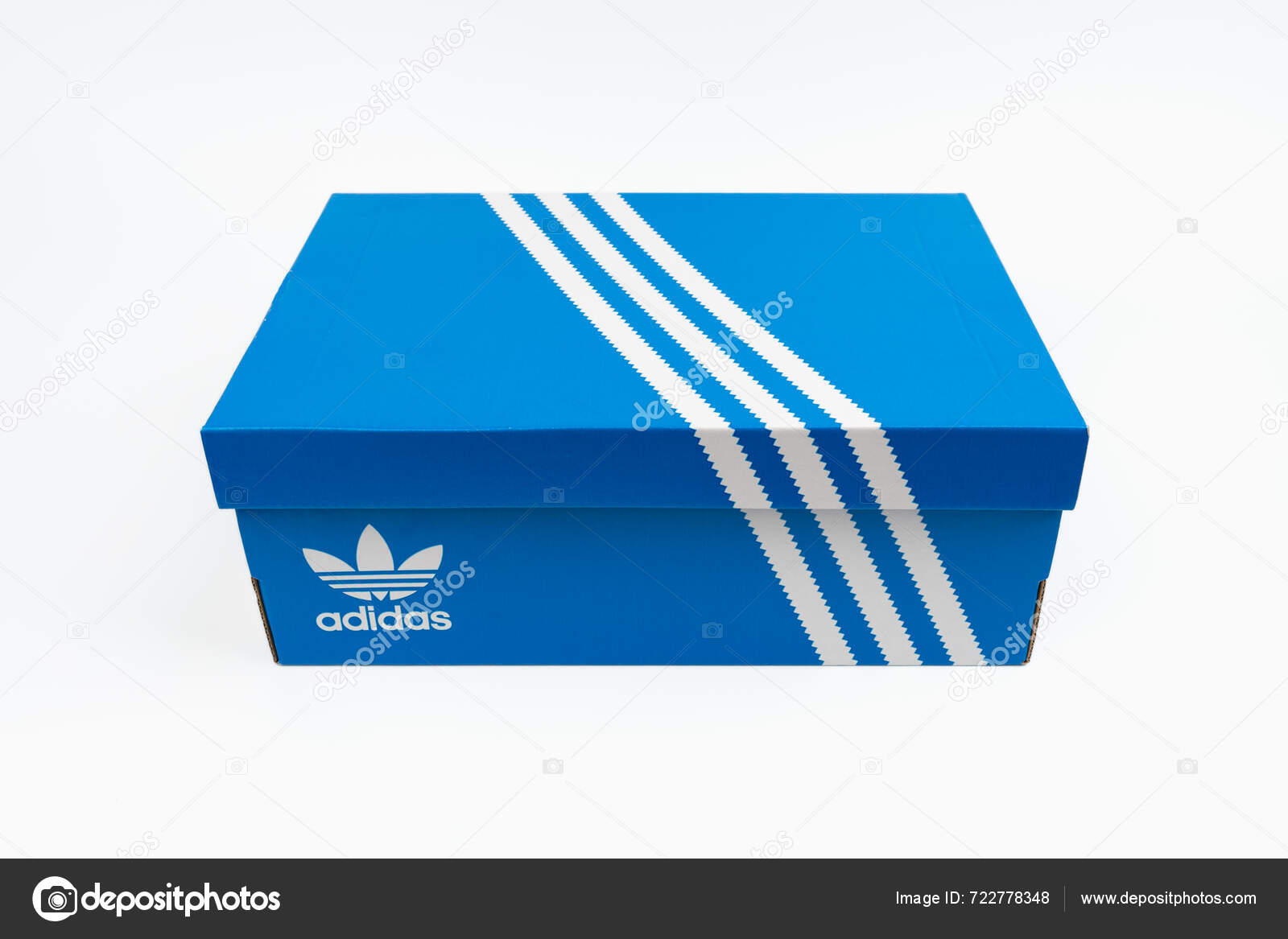 Dnipro Ukraine 2024 Adidas Branded Shoe Box Blue White Stripes — Stock ...