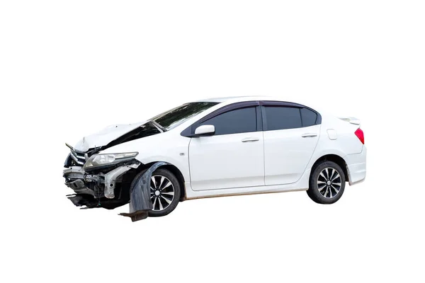 Full Body Front Side View White Car Get Damaged Accident Stock Photo by ...