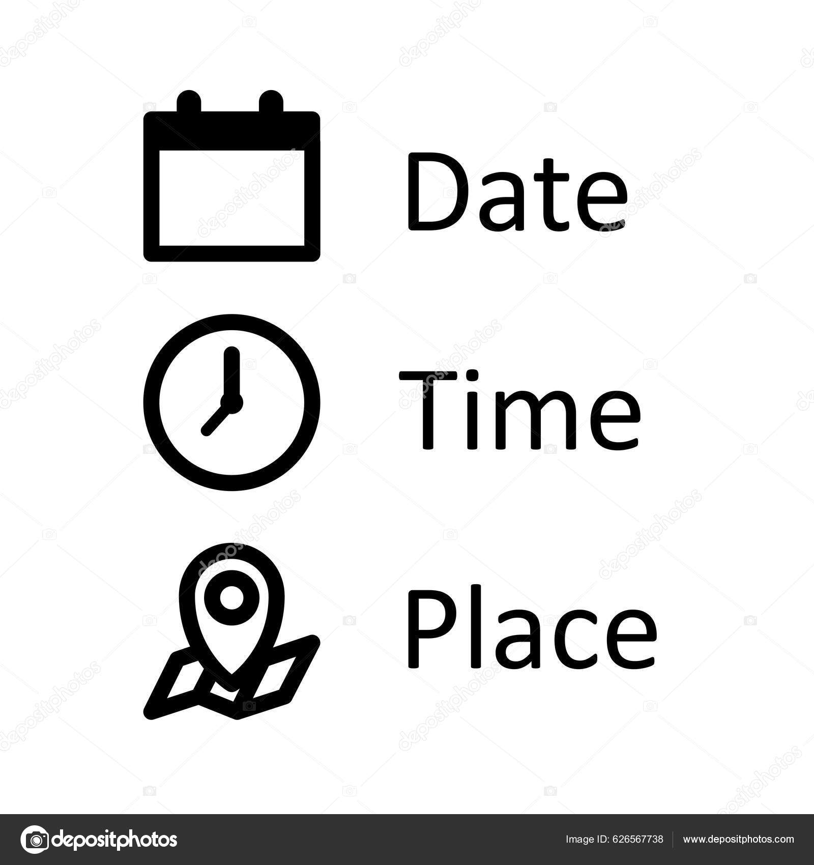 Date Time Address Place Icons Symbol Stock Vector by ©lucky_xtian 626567738