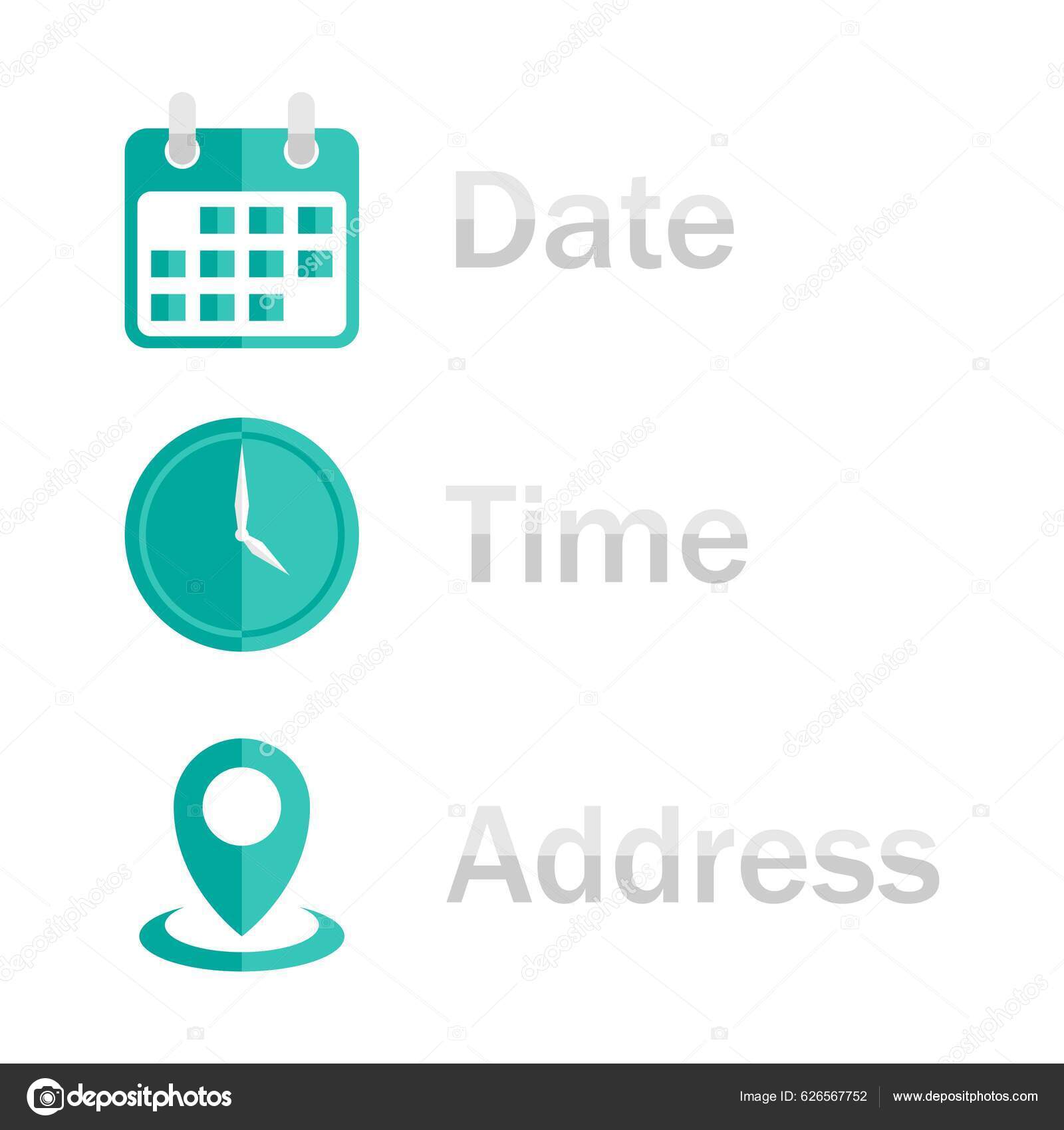 Date Time Address Place Icons Symbol Stock Vector by ©lucky_xtian 626567752