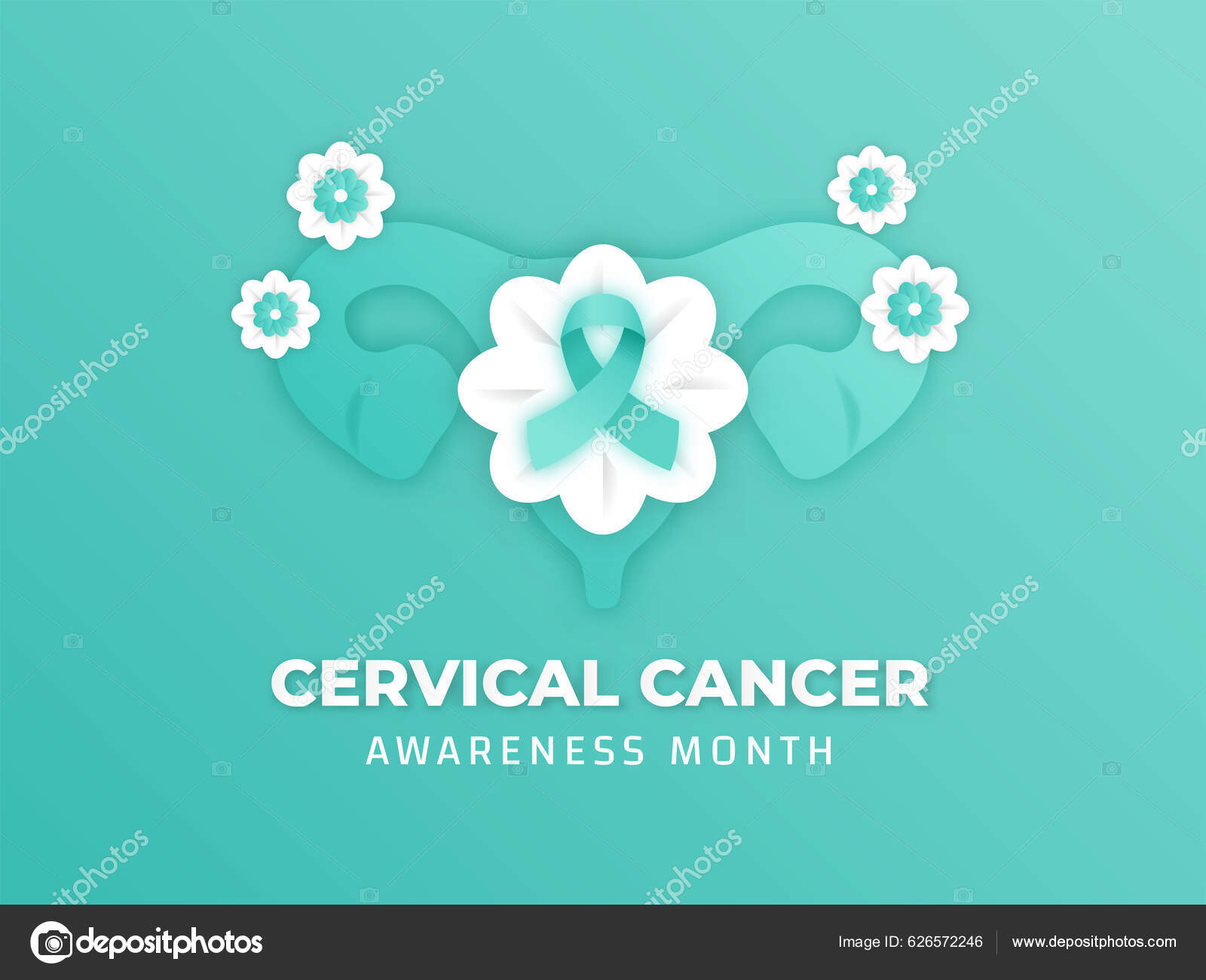 Cervical Cancer Awareness Month Illustration Design January Stock