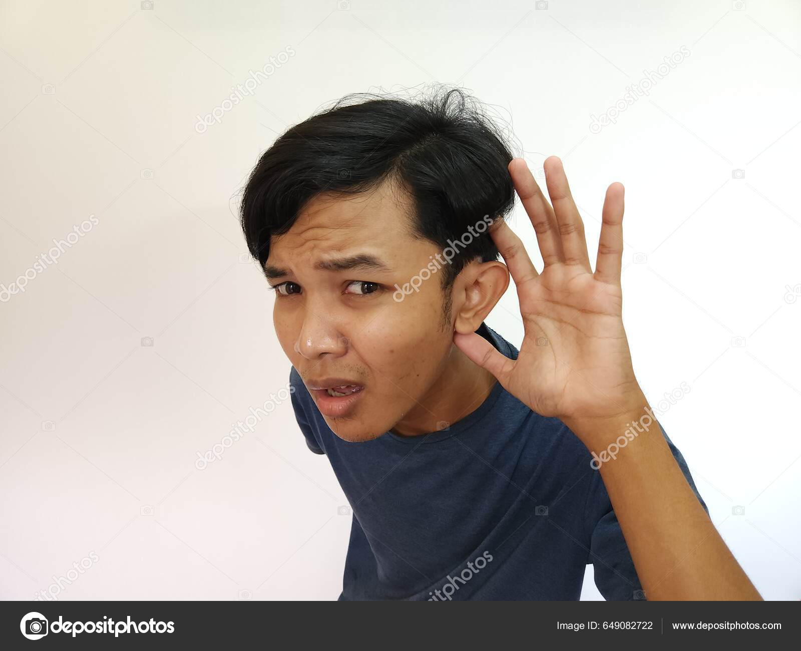 Man Hand Holding Ear Hear Gesture Stock Photo by ©lucky_xtian 649082722