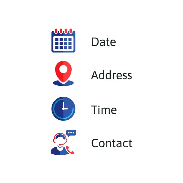 Date Maps Hour Vector Illustration Colored Icons Transparent Background ...