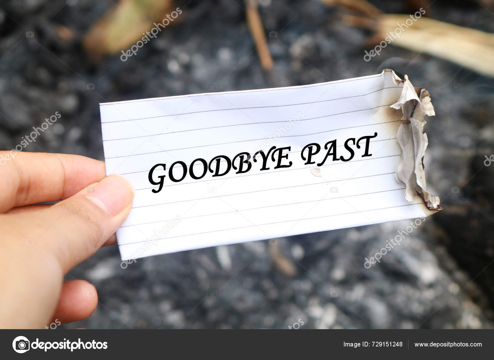 Hand Holding Burnt Note Paper Says Goodbye Burning Paper Words — Stock ...
