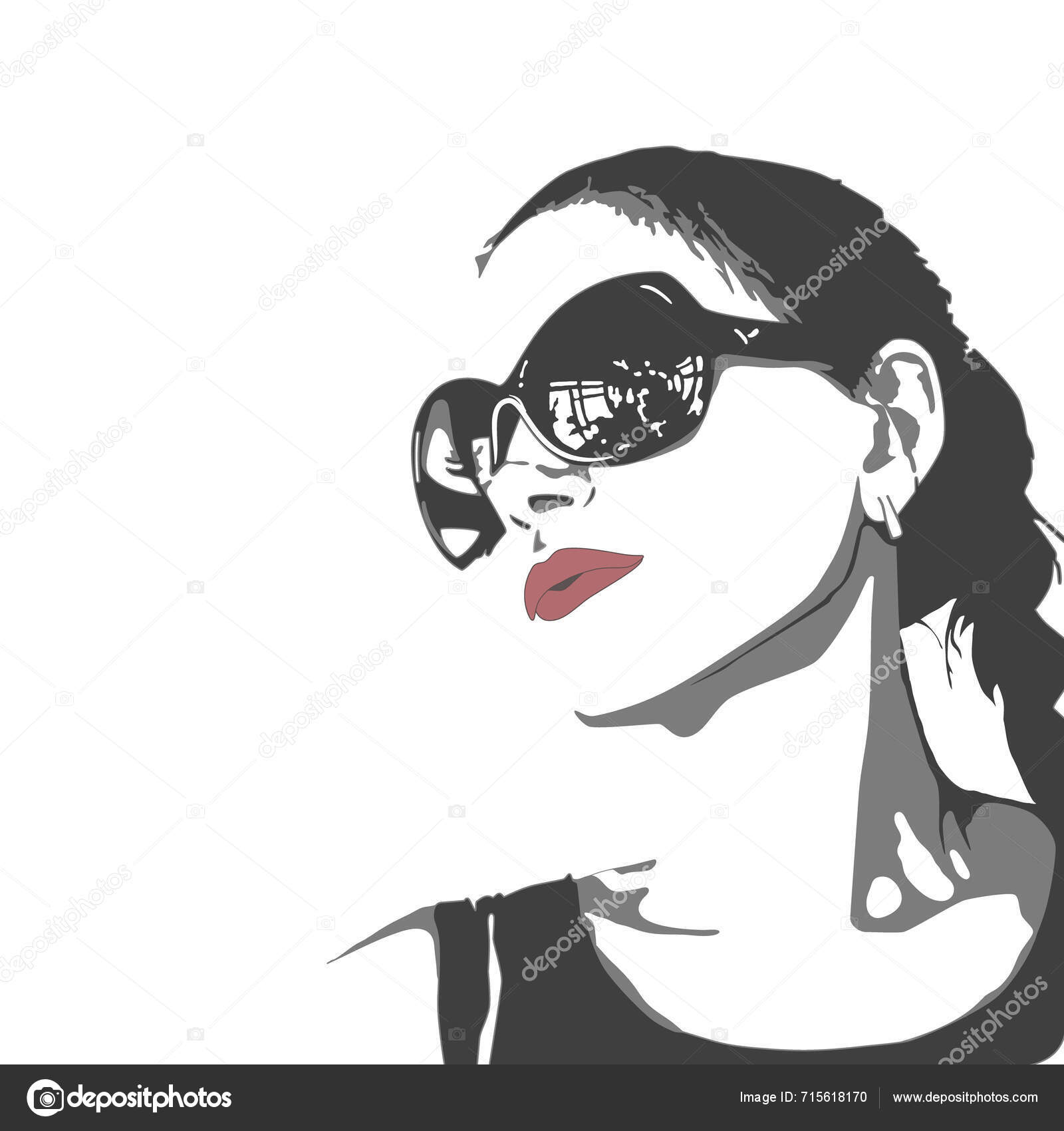 Image vectorielle Silhouette Visage Femme Dessin Vectoriel Sur Fond ...