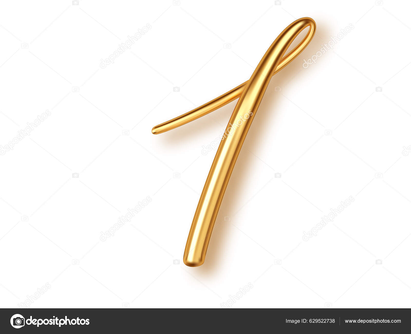 Oro Número Letras Realistas Aislados Sobre Fondo Transperent Número Uno ...