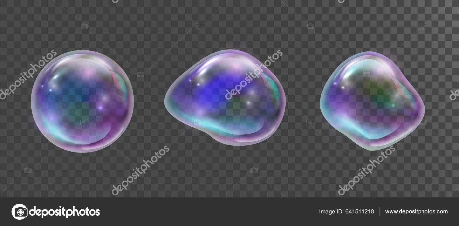 Realistic Soap Bubble Rainbow Colors Isolated Black Background ...